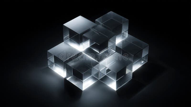 A 3D Render of Translucent Glass Cubes, Floating in a Stock ...