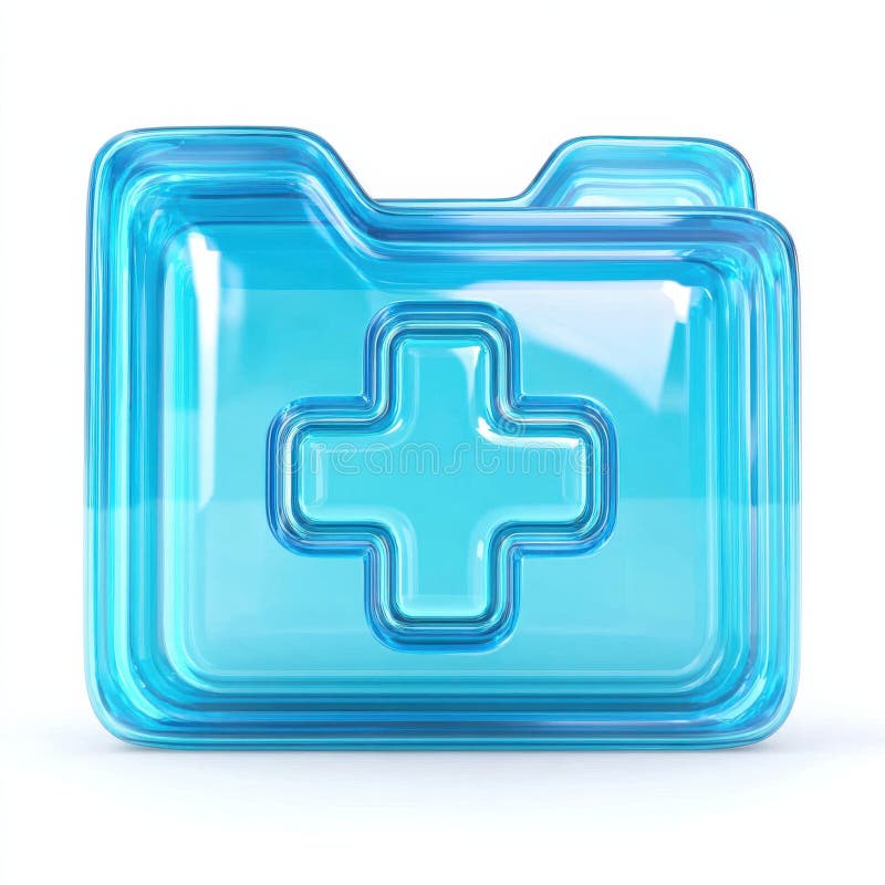 3D Render of a Transparent Blue Medical Folder Stock Illustration ...