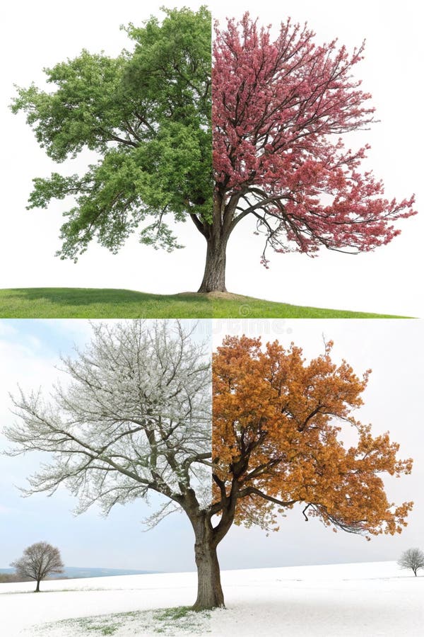 3D Render of a Tree in Four Seasons Stock Illustration - Illustration ...