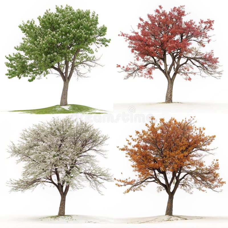 3D Render of a Tree in Four Seasons Stock Illustration - Illustration ...