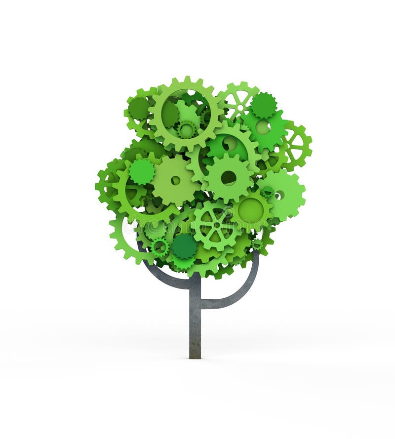 Tree Made of Green Gear. Concept of Green Technology Stock Illustration ...