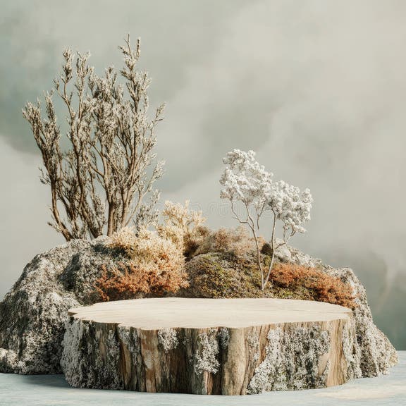 3D Render of a Tree Stump with a Forest in the Background Stock ...