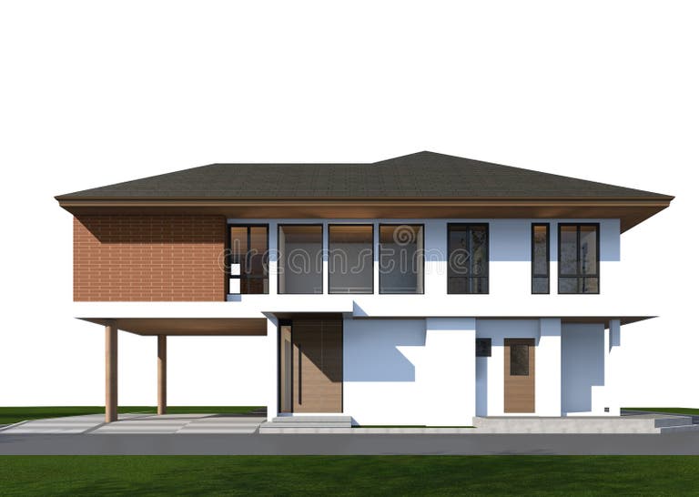 3D Render of Tropical House with Clipping Path. Stock Photo - Image of ...