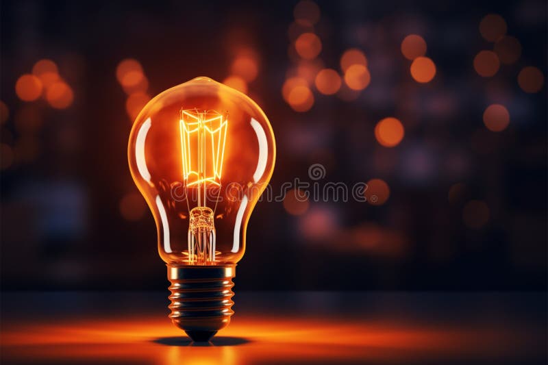 In a 3D Render, a Tungsten Bulb Casts Its Warm Glow Stock Illustration ...