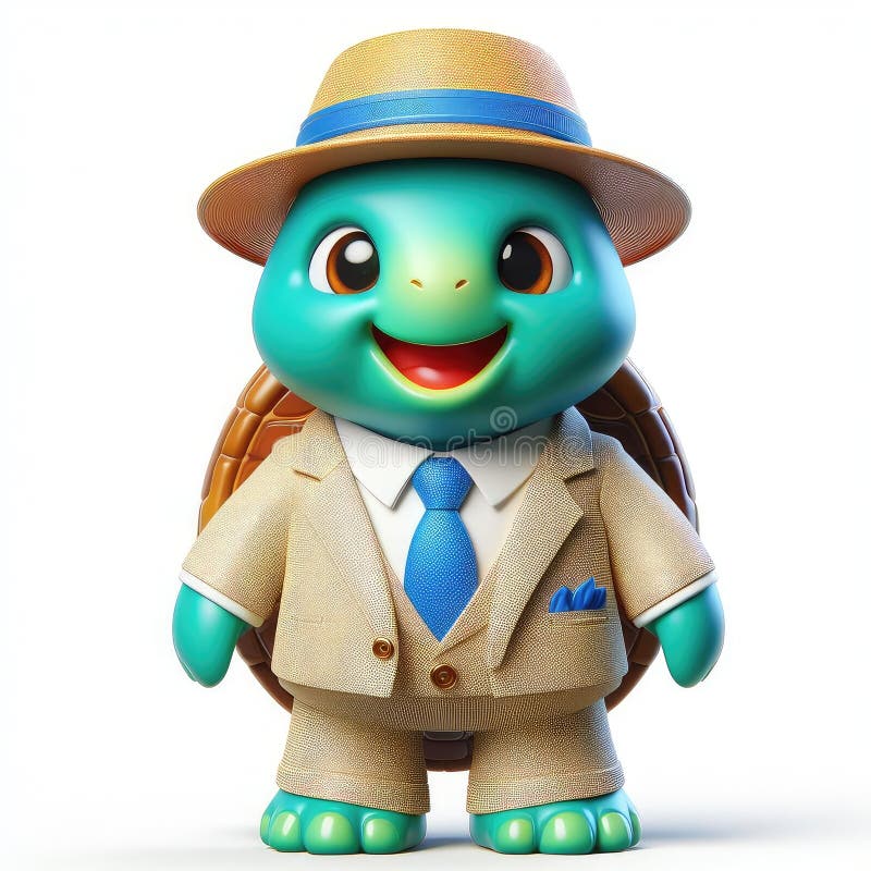 3d Render of Turtle Wearing Hat and Suite Stock Illustration ...