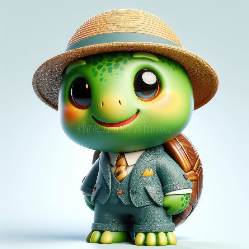 3d Render of Turtle Wearing Hat and Suite Stock Illustration ...