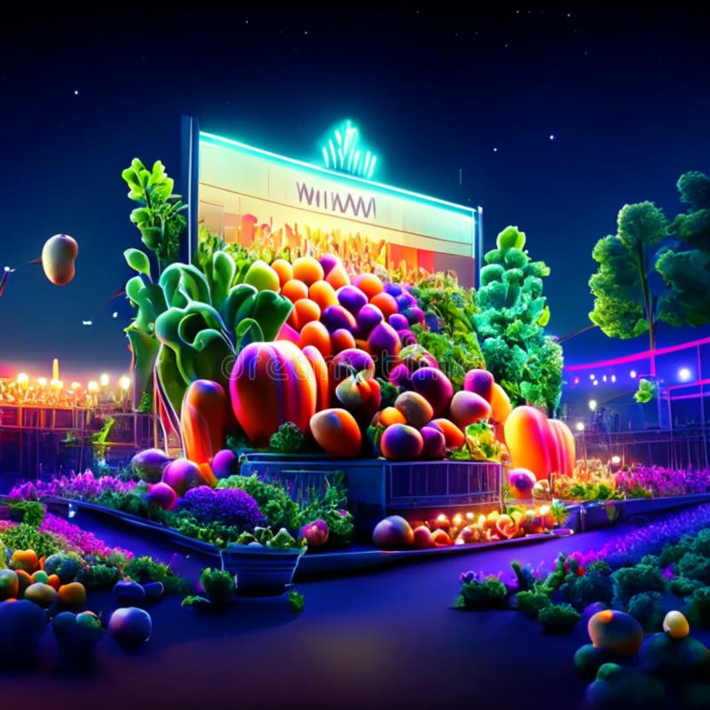 3d Render of a TV Screen with a Big Screen Full of Different Fruits and ...