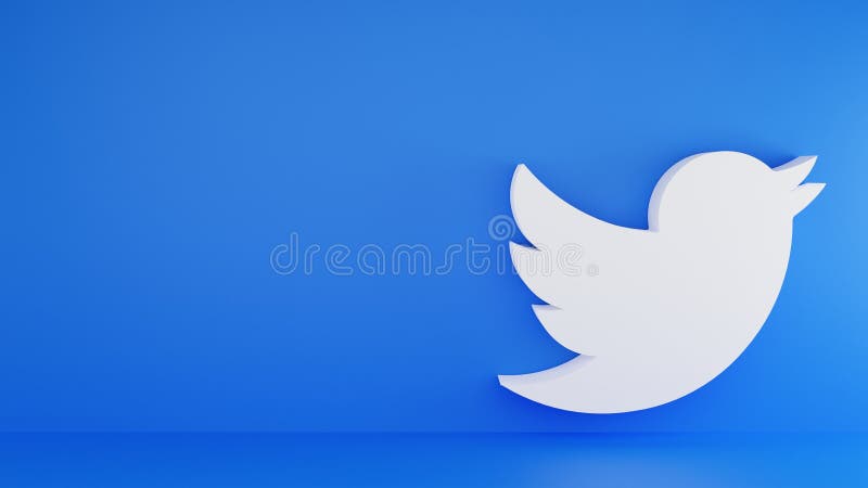 3d Render of Twitter White Logo on a Blue Background Editorial Stock ...