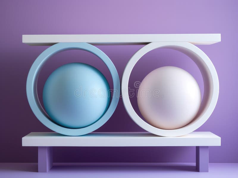 3d Render of Two Pastel Balls in Minimal Abstract Scene Stock ...