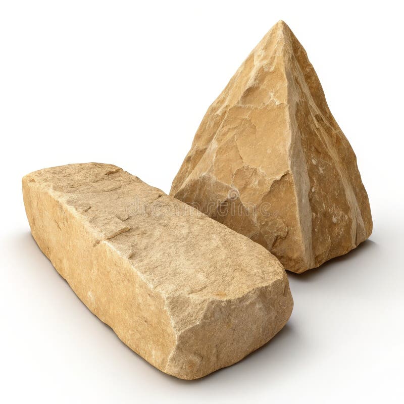 3D Render Two Sandstone Rocks, Pyramid and Rectangular, Natural Stone ...