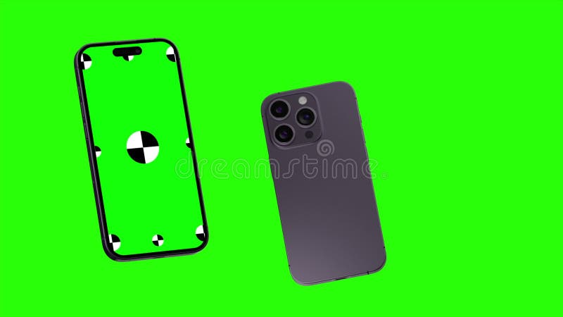 3D Render of Two Smartphone with a Green Background. Rotating in Screen ...