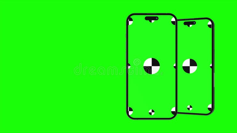 3D Render of Two Smartphone with a Green Background. Rotating in Screen ...