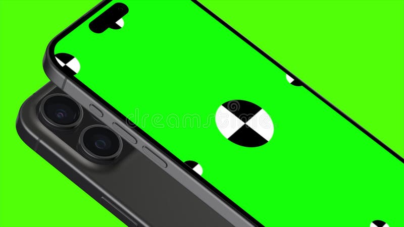 3D Render of Two Smartphone with a Green Background. Rotating in Screen ...