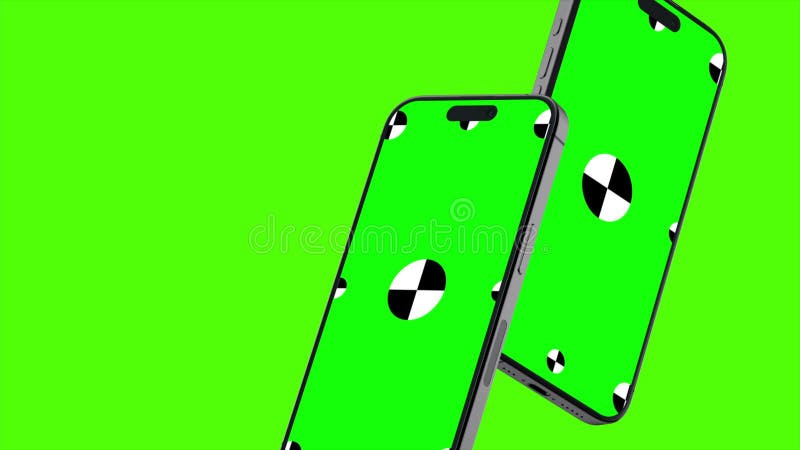 3D Render of Two Smartphone with a Green Background. Rotating in Screen ...
