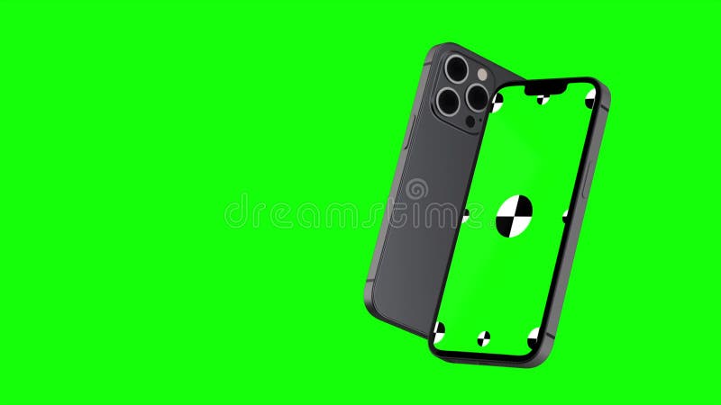 3D Render of Two Smartphone with a Green Background. Rotating in Screen ...