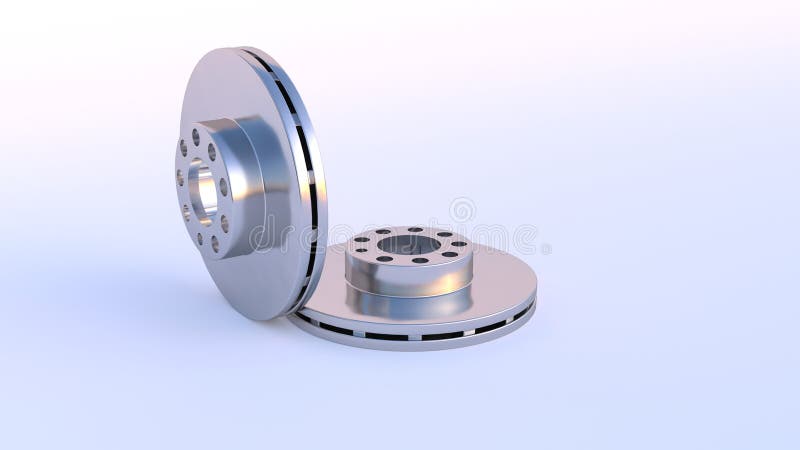 3D Render - Two Steel Brake Discs for a Car on a White Background Stock ...