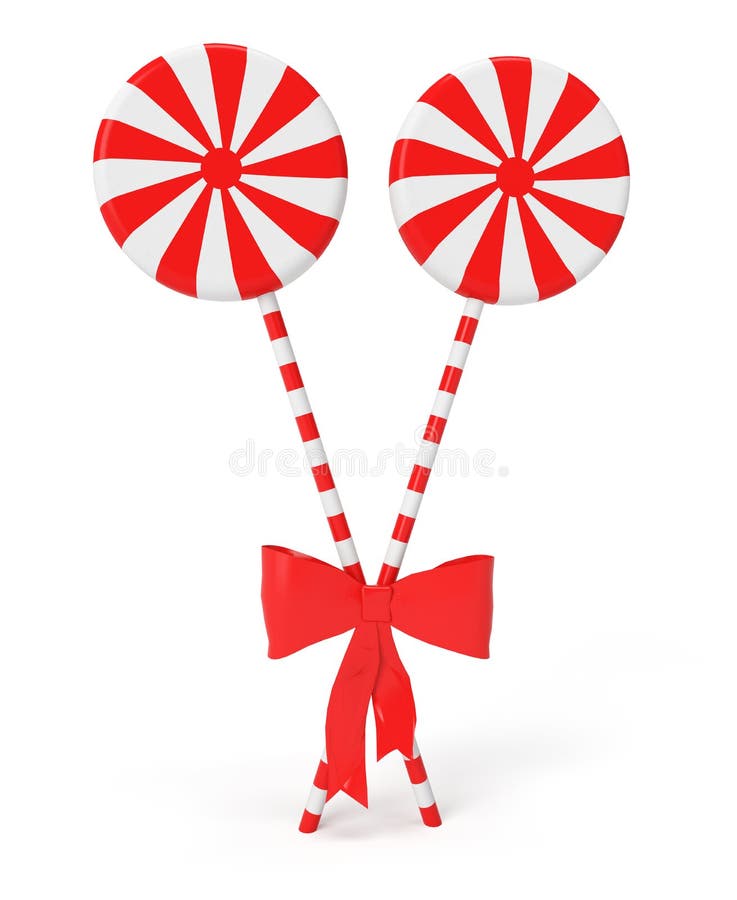 3D Render Two Sweet Striped Red and White Lollipops Stock Illustration ...