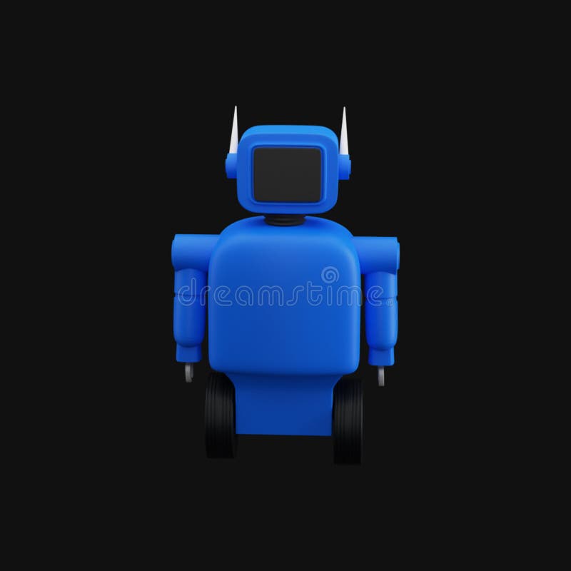 3D Render of Two Wheeled Blue Robot on Black Stock Illustration ...
