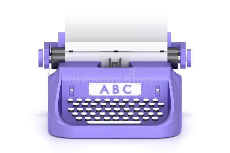 3d Render Typewriter with Paper for Writing Books Stock Illustration ...