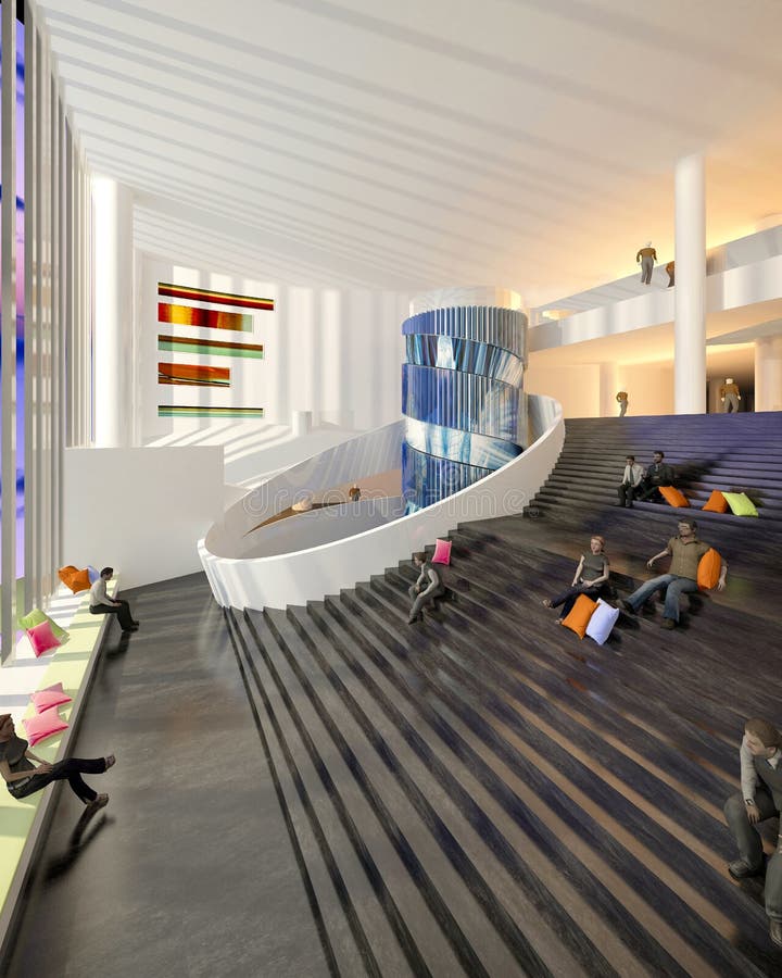 3d Render of University Interior Stock Illustration - Illustration of ...