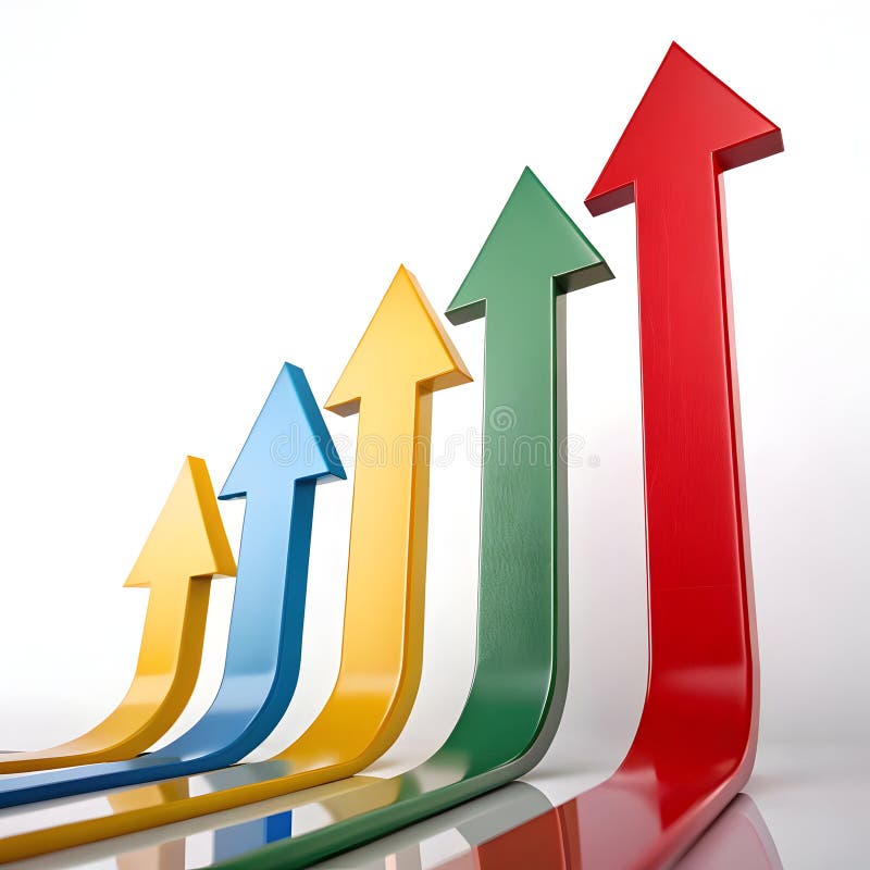 3D Arrows Up Statistic on White Background Stock Illustration ...