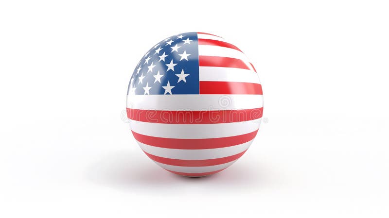 3D Render of USA Flag on Sphere Shapes Isolated on White Background ...