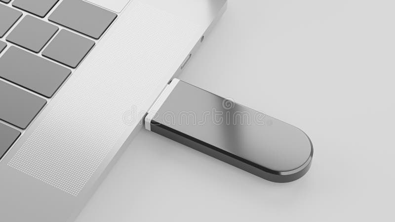 Usb Flash Drive Connected To Laptop Computer Stock Illustration ...
