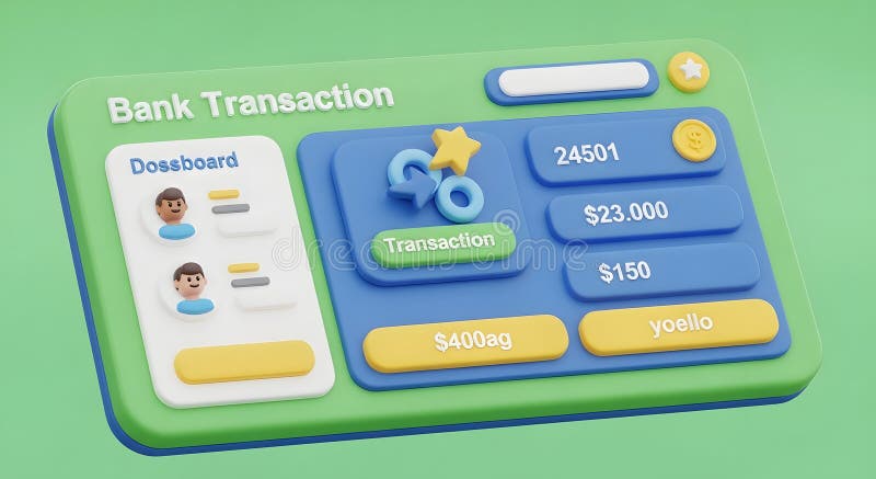 3d Render of a User Interface Panel Displays Account Profile and Money ...