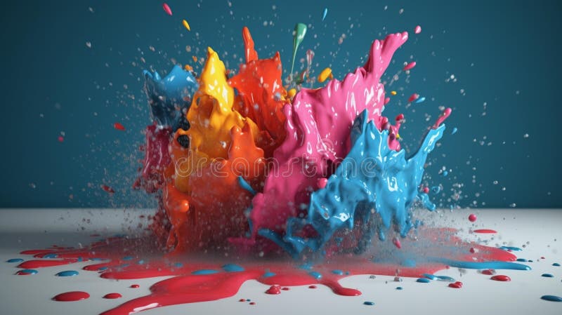 3d Render of Various Colors Splashing Generative Ai Stock Illustration ...