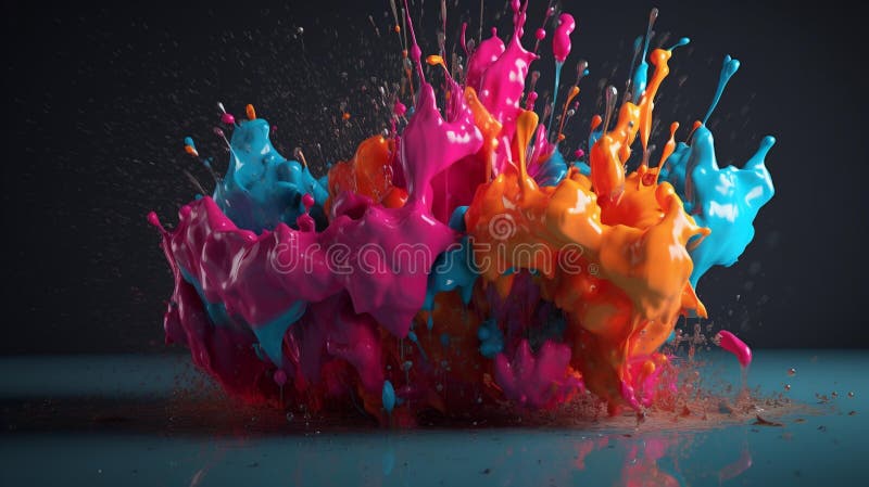 3d Render of Various Colors Splashing Generative Ai Stock Illustration ...