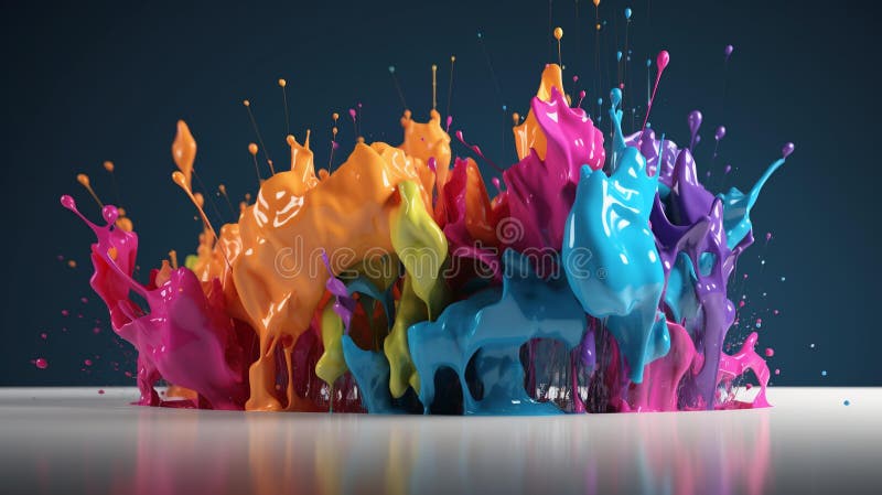 3d Render of Various Colors Splashing Generative Ai Stock Illustration ...