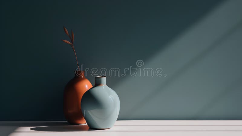 3d Render of Vases on a Blue Background with Shadow. Stock Illustration ...
