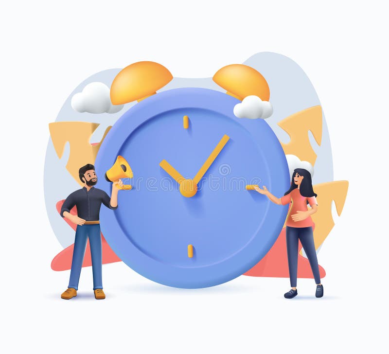 3D Render Vector Illustration, Alarm Clock Rings on White Background ...