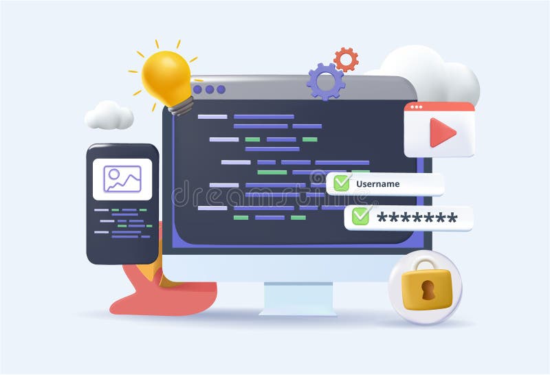 3D Render Vector Illustration Web Page Design, Development of Mobile ... 3D Render Vector Illustration Web Page Design, Development of Mobile ...