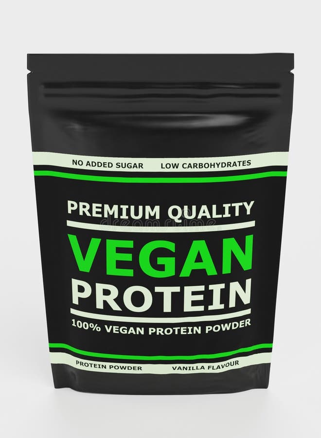 3D Render of Vegan Protein stock illustration. Illustration of pack ...