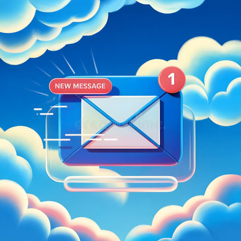 Blue Envelope New Message Notification Image Stock Illustration ...