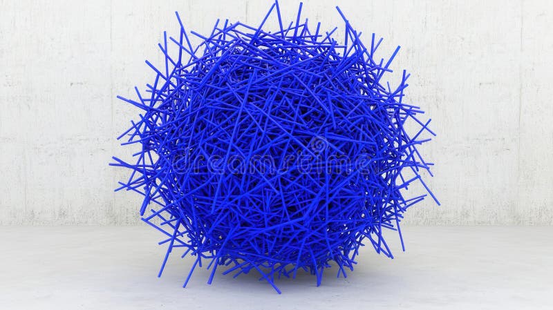 Abstract Blue Sticks Sphere 3D Render Modern Art Interior Design ...