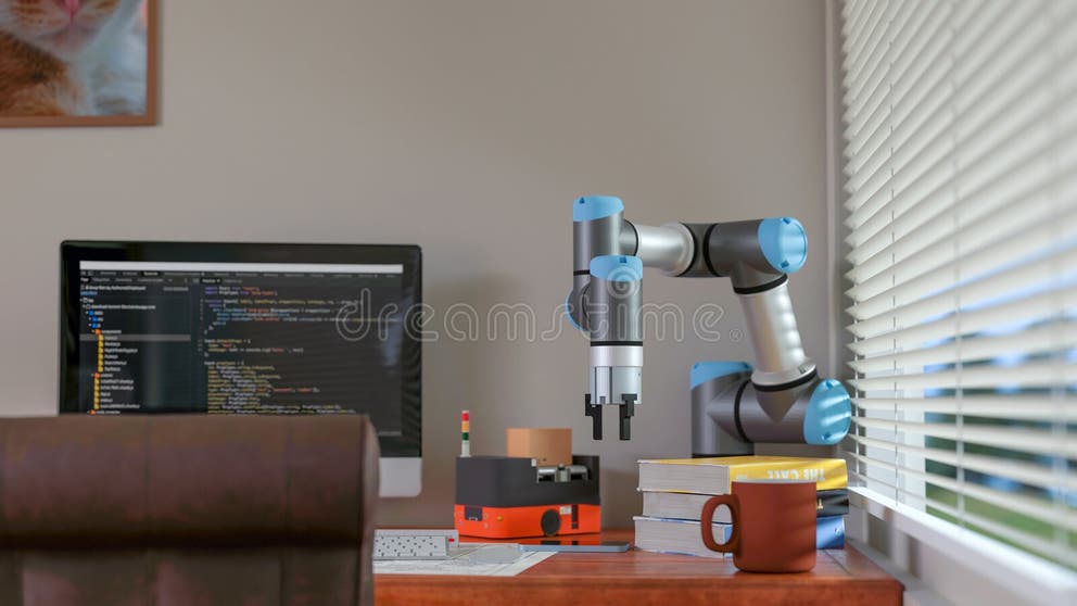 3D Render: COBT and Model of AGV in LAB. Stock Illustration - Illustration of development, wall ...