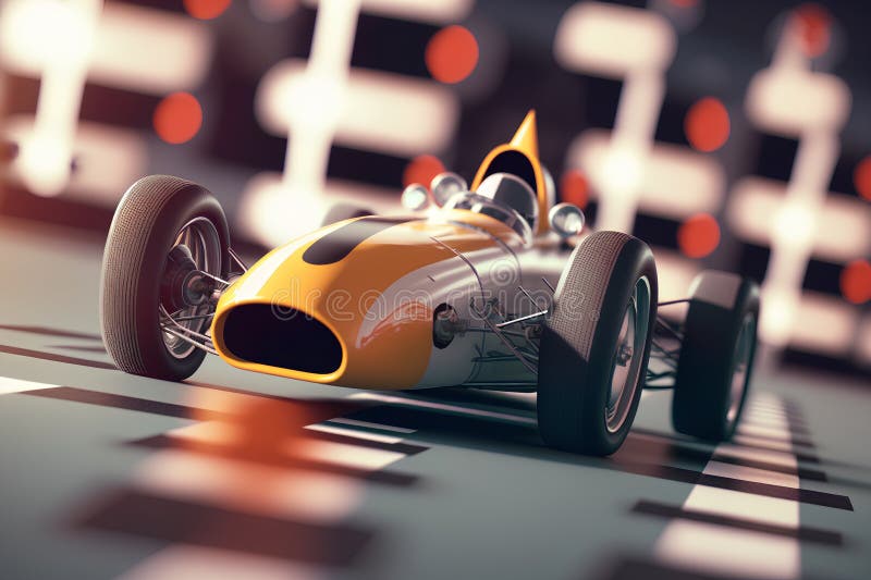 3d Render of a Vintage Race Car in the Middle of a Race Track Stock ...