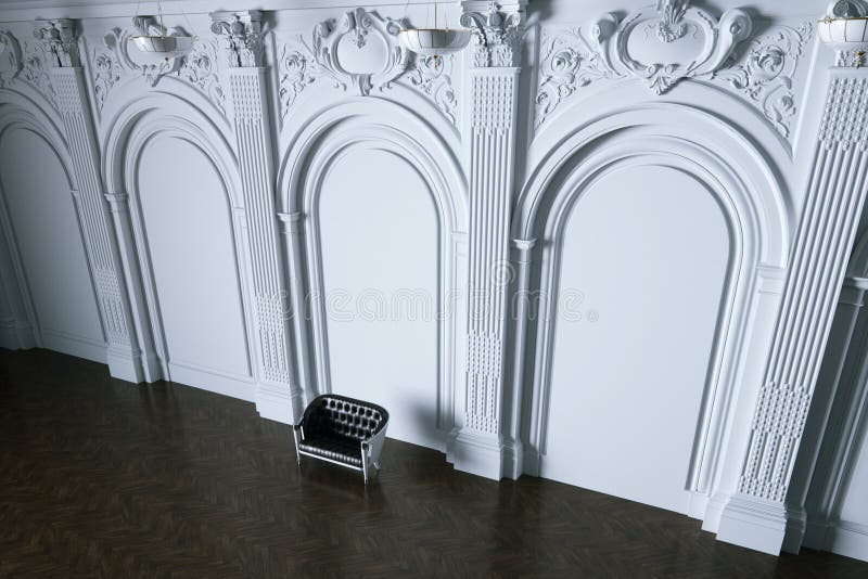 3d Render Vintage Sofa in Classic White Interior Perspective Vie Stock ...