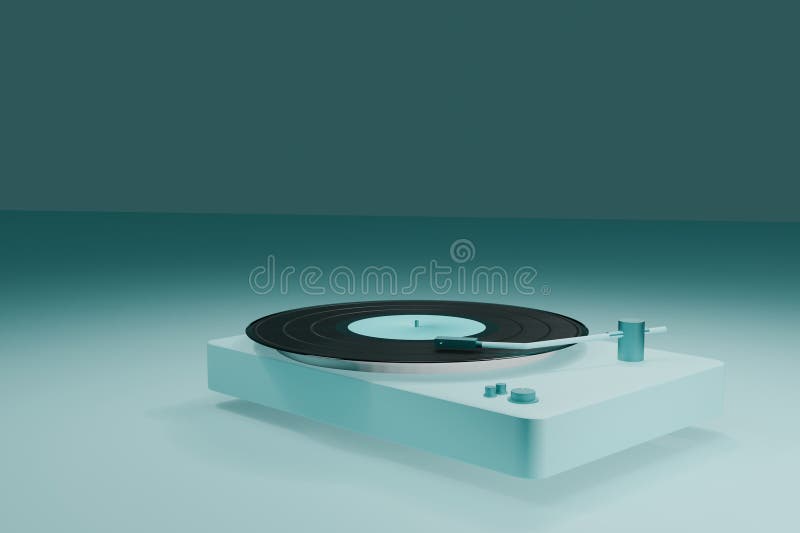 3d Render of Vinyl Record Player and Cool Blue Background Stock ...