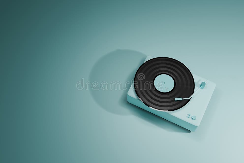3d Render of Vinyl Record Player and Pastel Blue Colors Stock ...