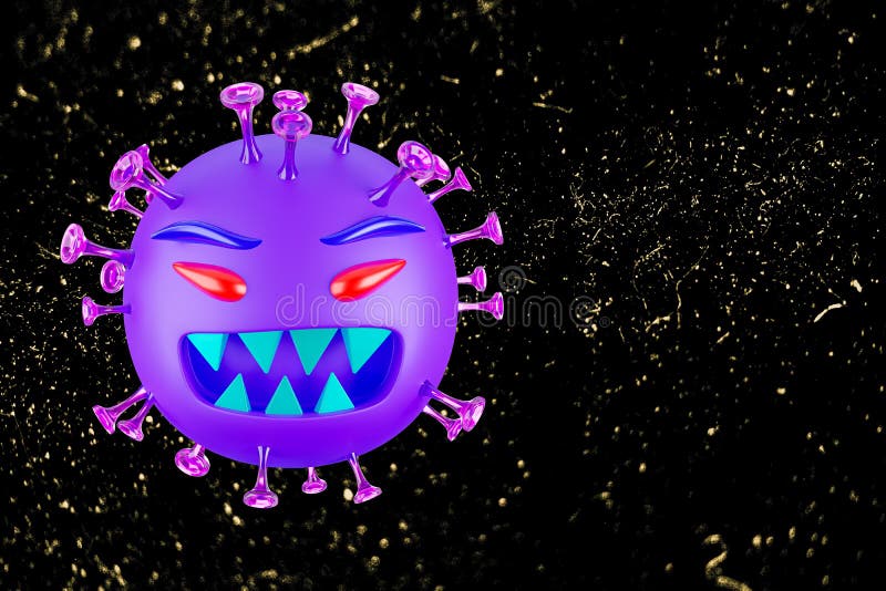 3D Render Violet Corona Virus on Outer Space Background Stock ...