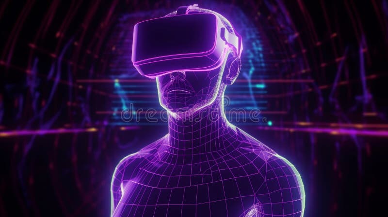 3D Render of Virtual Man Holding Virtual Reality Glasses Surrounded by ...