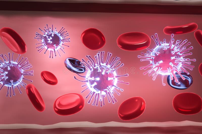 The Virus Attack the Red Bloods Cell in Vein Stock Illustration ...