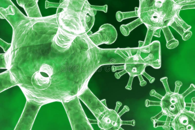 3D render virus cells. stock illustration. Illustration of molecule ...