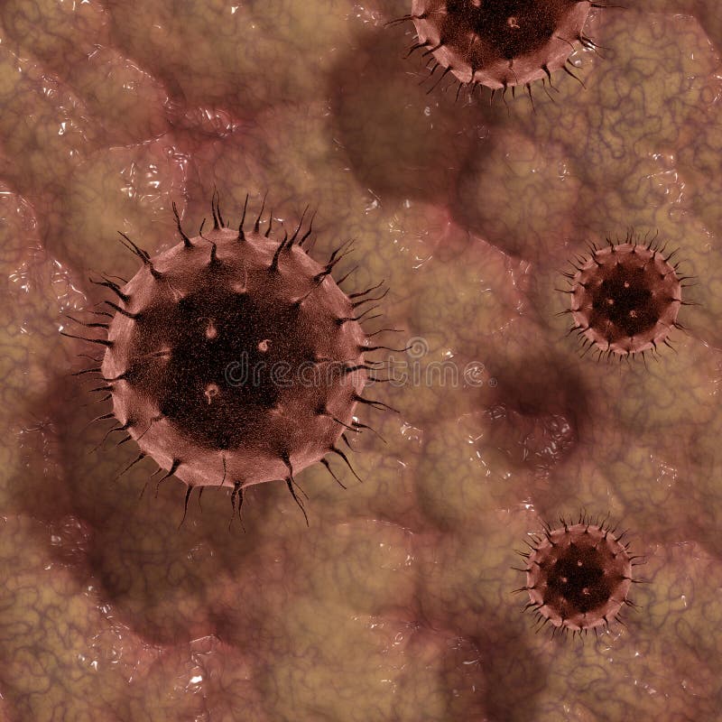 3D Virus Cells on Skin Like Texture Stock Illustration - Illustration ...