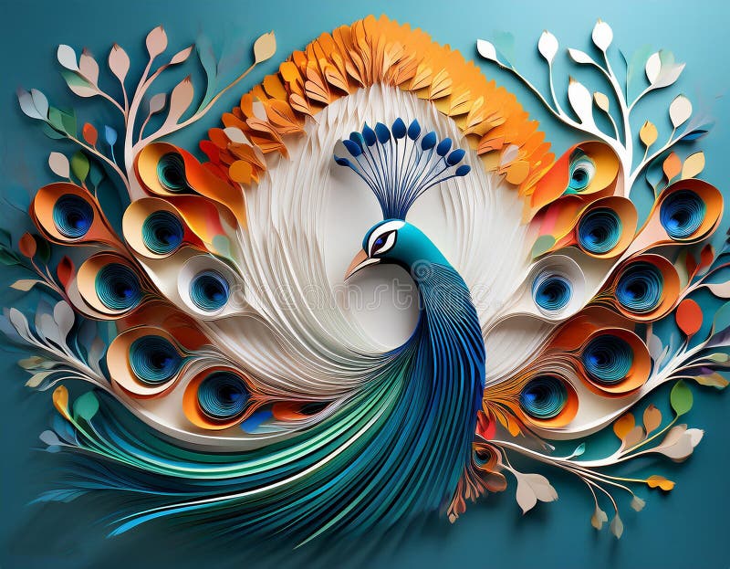 A 3D Render of a Visually Intricate Paper Art Composition Shaped Like a ...