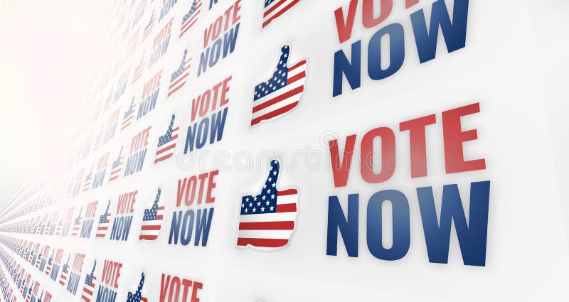 3d Render Vote Now America USA Thumbs Up Design Stock Photo - Image of ...