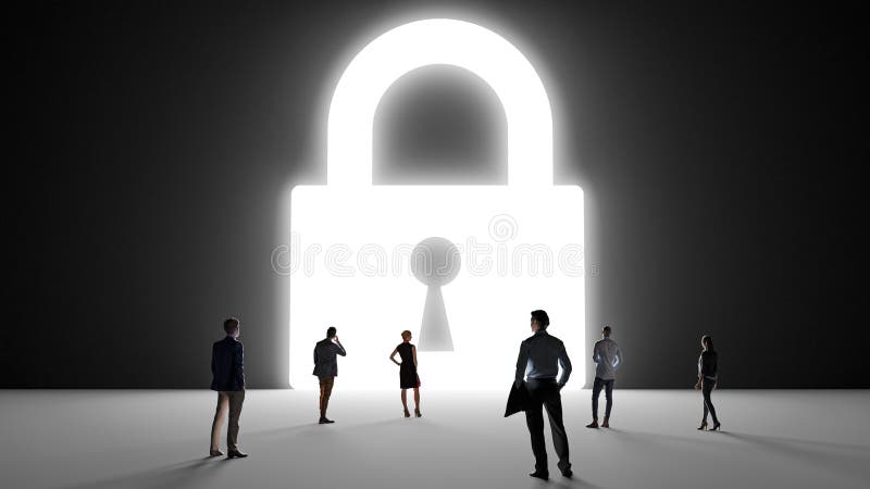 3d Render Walking Crowd People with a Case To the Opening Gate with ...